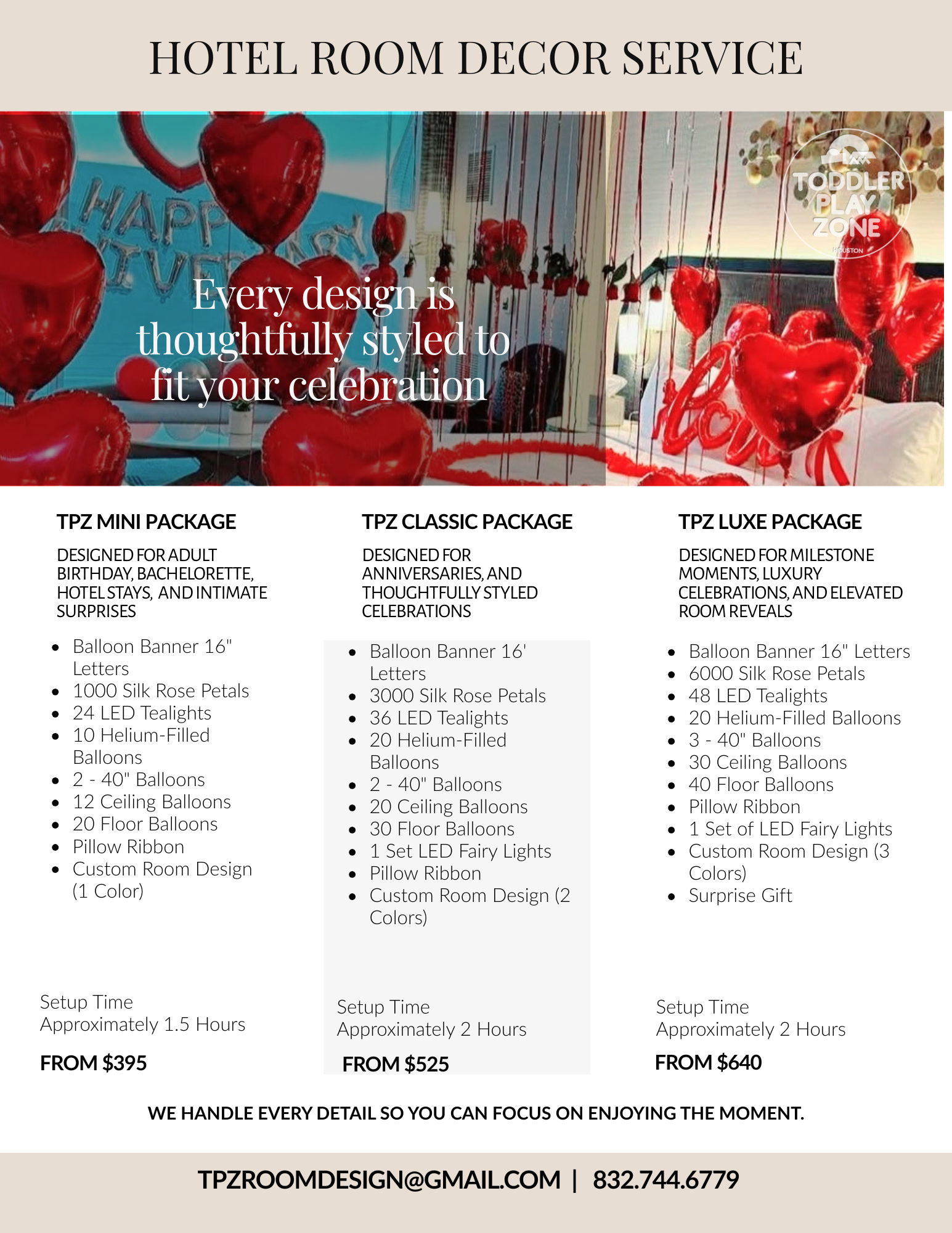 Hotel Room Decorating Service Packages - Kids Party Rentals in Houston ...